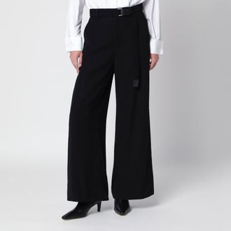 sacai Black wide-leg belted trousers