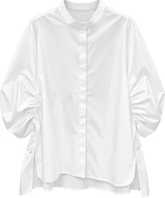 Meimeij Chemise oversize &agrave; col officier - Femme - Blouses et Chemises - Blanc - Taille: 40 FR