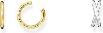 Thomas Sabo Thomas Sabo Damen Ohrklemme Gold klein 925 Sterlingsilber EC0026-413-39 & Damen Ohrklemme doppel silber, 925 Sterlingsilber