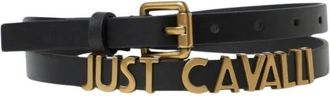 Just Cavalli Femme, Accessoires, Noir, Taille: ONE Size Ceinture en Cuir Noir avec Logo Accessoire Élégant
