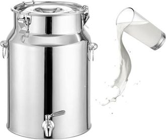 Generic Seau à lait en acier inoxydable avec robinet et couvercle pour le transport et le stockage du lait, du vin ou de lhuile - Solution de stockage durable