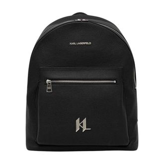 Karl Lagerfeld Texturierter Monogram Rucksack - - Bags - Herren - Schwarzk - ONE SIZE