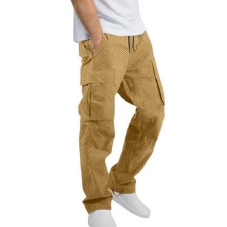 Generic Pantalon cargo pour homme 2026 - Pantalon de jogging - Couleur unie - Jacquard d&eacute;contract&eacute;, kaki, XXL