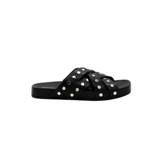 Michael Kors Irene Studded Leather Flat Sandal - - Shoes - Damen - Schwarzk - 36 EU