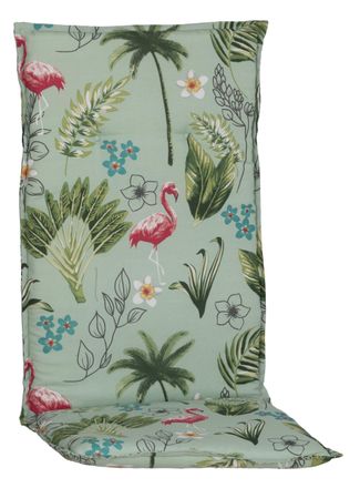 Beo Hochlehner Gartenstuhlauflagen Genua | Waschbare Sitzkissen Outdoor in hellgrün mit Flamingos | Atmungsaktiv, UV-beständig | Made in EU, Öko-Tex Stand