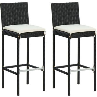 vidaXL Vidaxl - Tabourets de bar de jardin et coussins lot de 2 r&eacute;sine tress&eacute;e