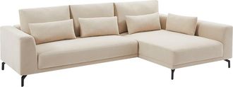Vente-Unique Ecksofa - Ecke rechts - Strukturstoff - Beige - TILANIA