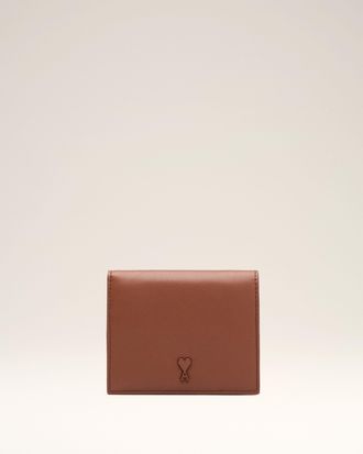 Ami Portefeuille Double Volets Ami De Coeur Marron en Cuir De Vachette Caramel - TU - Unisex