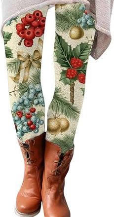 Generic Legging de Noël pour femme, imprimé fantaisie, extensible, tendance, vacances, taille haute, festif, thermique, décontracté, coupe ajustée, automne et