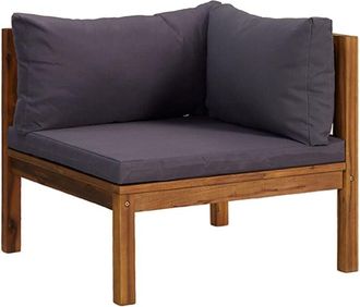 vidaXL Modulares Ecksofa mit Dunkelgrauen Kissen Massivholz Akazie - Vidaxl