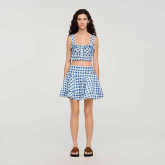 Sandro Jupe courte vichy en lin