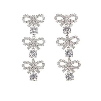 Self Portrait Halskette - Micro Bow Crystal Tiered Earrings - Gr. unisize - in Silber - f&uuml;r Damen