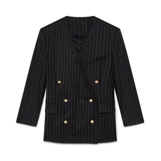 Casablanca Woll-Nadelstreifen Oversized Blazer - - Jackets - Damen - Schwarzk - XS