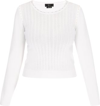 Faina Pullover Frauen Wei&szlig;