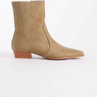 Asos Ansel - Bottines plates pointues en su&eacute;dine - Sable-Brown