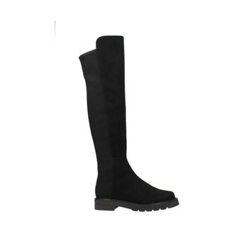 Stuart Weitzman Femme, Chaussures, Noir, Taille: 35 1/2 EU Bottes Casual en Daim Noir à Talon Moyen