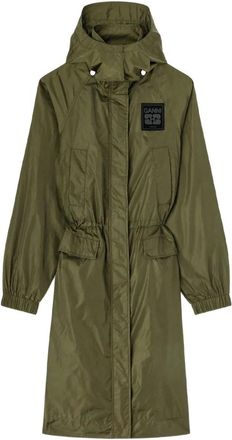 Ganni Femme, Manteaux, Vert, Taille: 40 FR Flyweight Nylon Long Parka