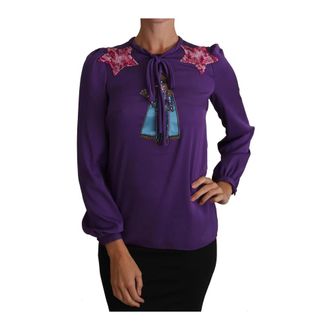 Dolce & Gabbana Lila Pailletten Seidenbluse - - Blouses & Shirts - Damen - Lila - 2XS