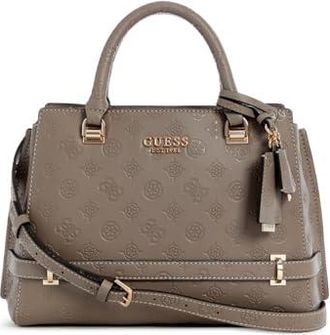 Guess Zarela Luxury Satchel Dark Taupe Logo