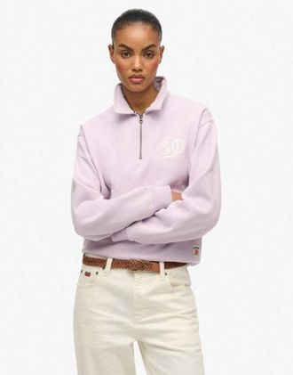 Superdry Sd&co. Sweatshirt mit Kragen und halbem Rei&szlig;verschluss in Parma Violet Purple-Lila