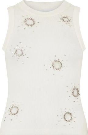 Des_Phemmes DES Phemmes, Femme, Tops, Blanc, Taille: 40 FR D&eacute;bardeur c&ocirc;tel&eacute; avec strass