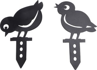 Cabilock 2 Stücke Gartenstecker Vogel Figur Schwarz Metall Deko Gartenfiguren Blumenstecker Garten Statue Skulpturen Gartendeko Rost Stecker für Ostern Rasen T
