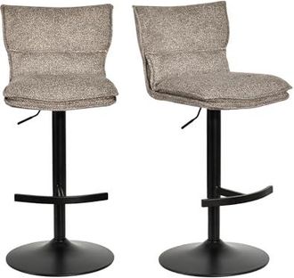 Duhome Tabouret de Bar Hauteur R&eacute;glable Chaise Pivotant en Boucl&eacute; avec Repose-Pieds Tabouret Rembourr&eacute;e pour Bistro Cuisine Bistro, Gris