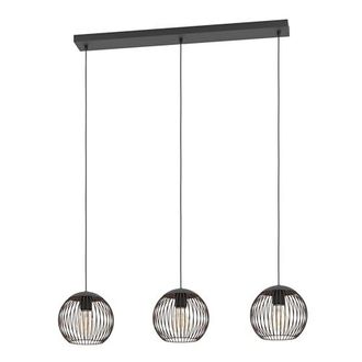 Eglo H&auml;ngelampe Almanzora, 3-flammige Pendelleuchte, Esstisch H&auml;ngeleuchte aus Metall in Schwarz und Kupfer, Esszimmerlampe h&auml;ngend, E27 Fassung, 90 cm