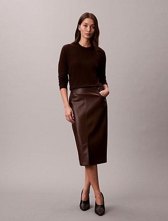 Calvin Klein Midirock Aus Kunstleder - Rich Brown - Damen - 2