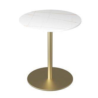 Generic Runder Stehtisch Aus Schiefer Mit Säulenfuß - Moderner Beistelltisch for Wohnzimmer, Schlafzimmer, Balkon (50,8 cm T X 55,9 cm H, Gold + Weiß)(Gold+Wh