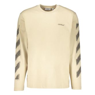 Off-white Langarm-T-Shirt mit grafischen Details - - Tops - Herren - Beige - L