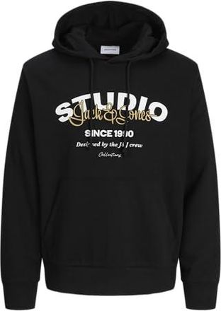 Jack & Jones Hood Jjyuki Sweat &agrave; Capuche BF, Noir, M Homme