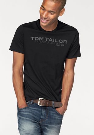 Tom Tailor Rundhalsshirt TOM TAILOR, Herren, Gr. XXL, schwarz, Single Jersey, Obermaterial: 100% Baumwolle, bedruckt, regular fit, Rundhals, Shirts Rundhalsshirt