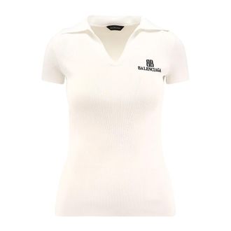Balenciaga Wei&szlig;e Pullover Kurze &Auml;rmel Stretch - - Knitwear - Damen - Wei&szlig; - S