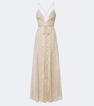 Fendi Maxikleid aus Seide mit Spitze