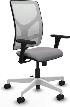 Piqueras y Crespo B&uuml;rostuhl mit hoher R&uuml;ckenlehne, mit 3D-Armlehnen, h&ouml;henverstellbare Lendenwirbelst&uuml;tze, ausgestattet mit 3 Positionen und Schneideschaum, Wei&szlig;/Grau