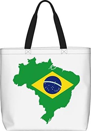 Generic Sac Fourre-Tout Drapeau Du Br&eacute;sil Sac &Agrave; Bandouli&egrave;re En Toile De Grande Capacit&eacute; R&eacute;utilisable Sacs &Agrave; Main, Pour Shopping, Burea, Voyage, Filles