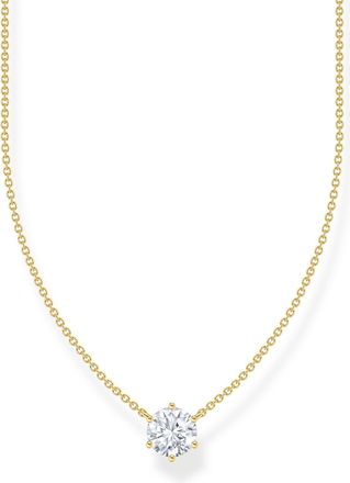 Thomas Sabo Thomas Sabo Kette mit weißem Zirkonia-Anhänger vergoldetes Silber KE2210-414-14