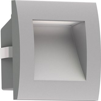 LEDs Com LED Wandeinbauleuchte ZIBAL, Downlight für außen, IP65, grau matt, 90 x 90mm, warmweiß