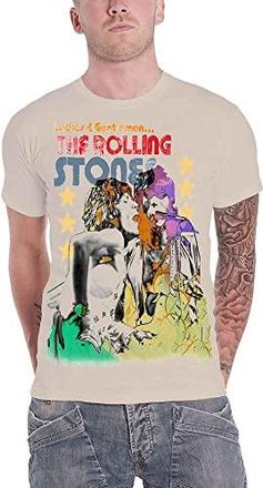 THE ROLLING STONES The Mick & Keith Watercolour Stars T-Shirt, Blanc cassé (Sable), L Homme