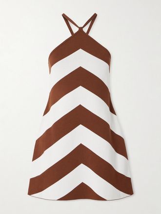 Cult Gaia Nelson Neckholder-minikleid Aus Gestreiftem Jacquard-strick - Wei&szlig;