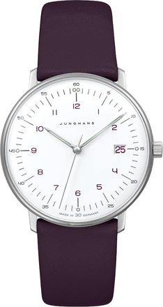Junghans max bill Damen Lila Lederarmband Damenuhr 47/4558.02