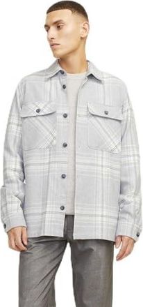 Jack & Jones Jprraymond Melange Check Overshirt Ls Sn Veste Chemise, Gris chin&eacute;-Coupe : Confortable, L Homme