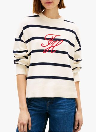 Tommy Hilfiger Pull logo &agrave; rayures en coton