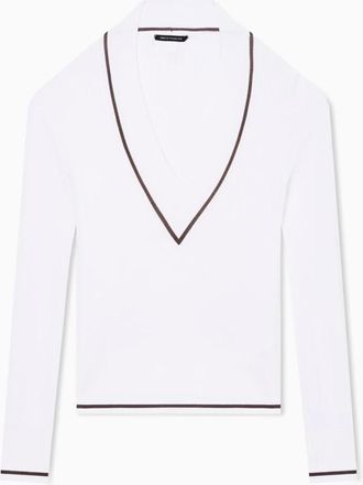 A|X Armani Exchange Femme, Pulls, Blanc, Taille: 40 FR Pull &agrave; Maille avec D&eacute;tails Tiss&eacute;s