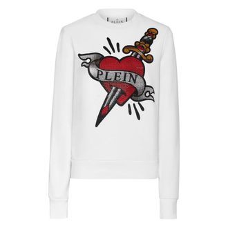 Philipp Plein Femme, Sweatshirts et sweats &agrave; capuche, Blanc, Taille: 38 FR SweaT-shirt Love