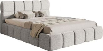 Selsey Selsey CLOUDY - Polsterbett mit Bettkasten, Chenille-Bezug in Hellgrau, 140 cm