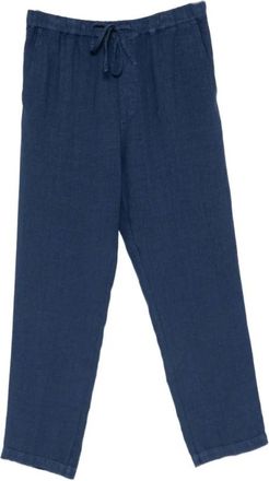 120% Lino Homme, Pantalons, Bleu, Taille: M Pantalon D&eacute;contract&eacute; en Lin avec Cordon de Serrage