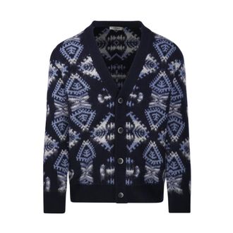 Altea Strickjacke mit hohem Kragen - - Knitwear - Herren - Blau - L