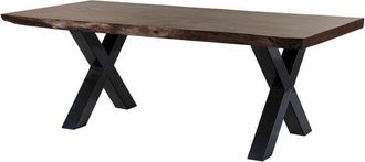 Massivmoebel24 Baumtisch Akazie 200x100x77 braun lackiert / X-Beine anthrazit glänzend FREEFORM 5